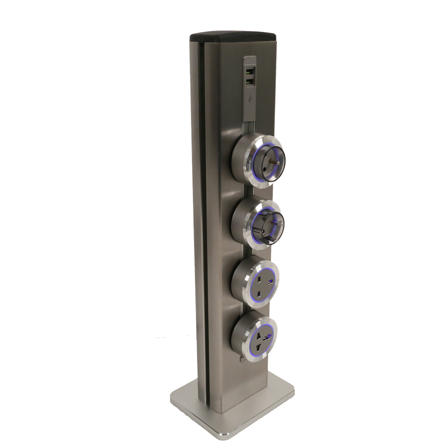 Aluminium electric column with integrated USB chargers