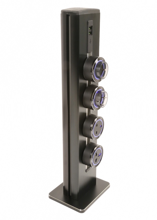 Black design electric column, integrated usb chargers